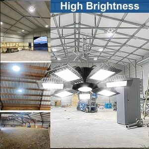 250W LED shop Lights,30000LM-Plug-in High Bay Light-Adjustable 7-Panel LED Garage light,Design-Aluminum Heat Sink-Ideal for Warehouse,Residential,Barn,Factory,Workshop-High Intensity Shop Lighting