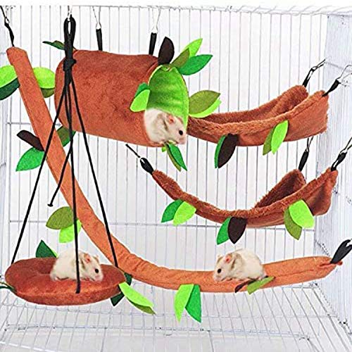 CHDHALTD 1/3/5Pcs Pet Hamster Bird Hanging Swing Hammock, Animal Rat Mouse Cage Rope Bed Toys for Pet Hamster Bed(Cableway)