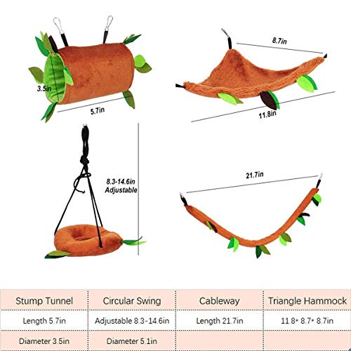 CHDHALTD 1/3/5Pcs Pet Hamster Bird Hanging Swing Hammock, Animal Rat Mouse Cage Rope Bed Toys for Pet Hamster Bed(Cableway)