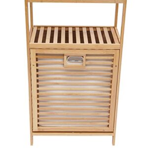 Bamboo Laundry Basket Laundry Hamper Storage Hamper with 3-Tier Shelves for Bathroom Living Room Bedroom