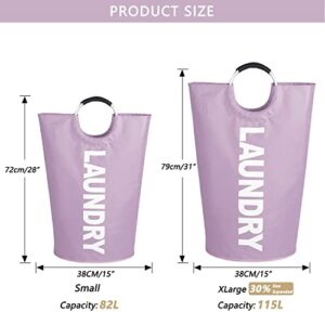 Cutyoung Large Laundry Basket, Laundry Bin Dirty Clothes Tall Laundry Hamper Collapsible with Handles (Violet, 82L)