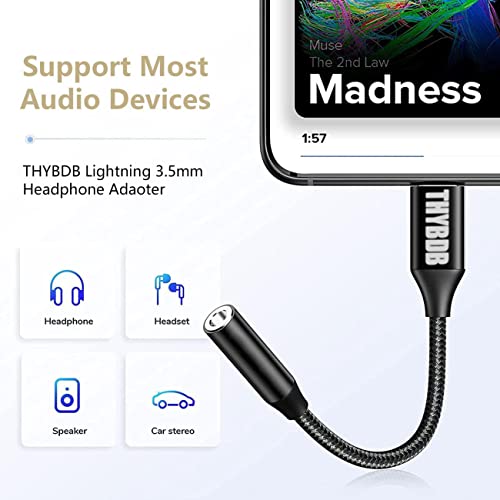 iPhone aux Adapter, Lightning to 3.5 mm Headphone Jack Adapter Audio Aux Adapter Dongle [Apple MFi Certified] Headphone Adapter for iPhone 13/13 Pro/12/11/11 Pro/11 Pro Max/X XR Max 8 7