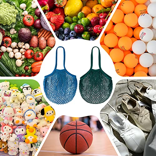 DRWSSR 2pcs Fashion Storage Mesh Bag Reusable Fruit Mesh Bag Shopping Mesh Bag Pure Cotton Portable Mesh Bag Eco Market Bags Tote Vegetables bag Tote Basketball Bag（blue+green）