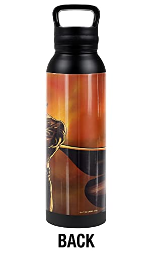 Black Adam OFFICIAL Character Logo Black 24 oz Insulated Canteen Water Bottle, Leak Resistant, Vacuum Insulated Stainless Steel with Loop Cap