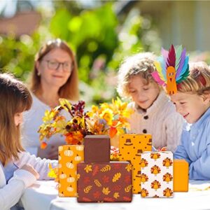 Whaline 90 Sheet Fall Thanksgiving Tissue Paper 6 Designs Brown Yellow Wrap Tissue Paper with Pumpkin Leaves Turkey Pattern Autumn Gift Wrapping Accessory for Thanksgiving Gift Packing DIY Craft