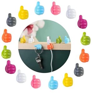 yangttok 16pcs self-adhesive thumb up wall hooks,funny thumb cord holder for data cable,earphone,keys,makeup brush,toothbrush