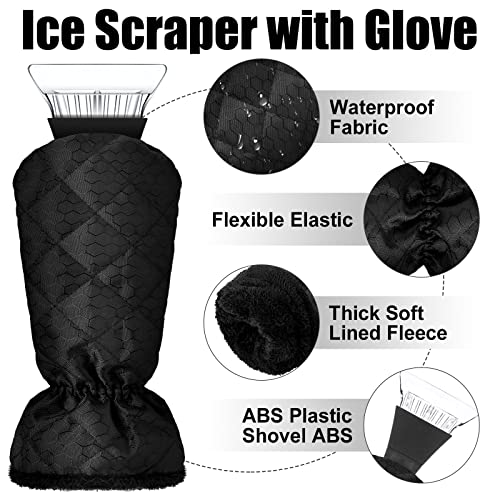 Tallew 3 Pieces Ice Scraper for Car Windshield Snow Scraper Gloves with Comfortable Grip Remove Car Scraper Snow Brush for Car