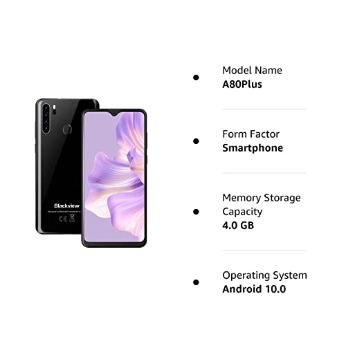 Unlocked Phones, Blackview A80 Plus Unlocked Cell Phones, 4GB+64GB/SD 128GB Expandable Android Phone, 4G Dual SIM Unlocked Smartphone, 6.5"HD Screen+4680mAh Battery,NFC,OTG,Face ID/Fingerprint Unlock