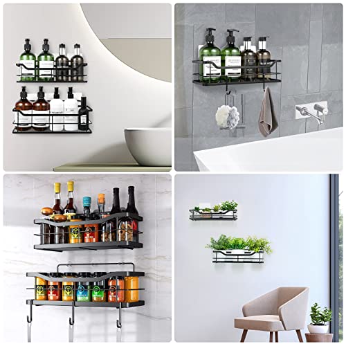 steauty Shower Caddy,3-Pack Bathroom Organizer, Unique Mesh Bottom Design of Shower Shelves, 2 Install Methods（Self Adhesive & Screw）,Black Shower Shelf for Inside Shower