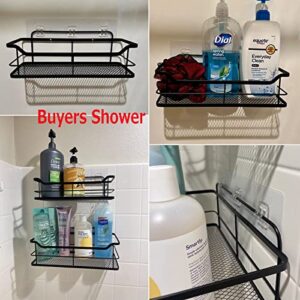 steauty Shower Caddy,3-Pack Bathroom Organizer, Unique Mesh Bottom Design of Shower Shelves, 2 Install Methods（Self Adhesive & Screw）,Black Shower Shelf for Inside Shower