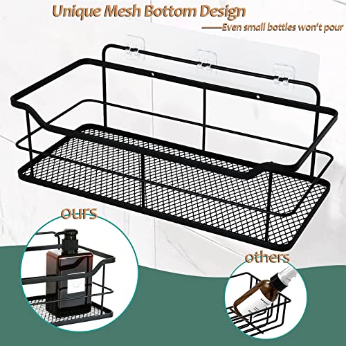 steauty Shower Caddy,3-Pack Bathroom Organizer, Unique Mesh Bottom Design of Shower Shelves, 2 Install Methods（Self Adhesive & Screw）,Black Shower Shelf for Inside Shower