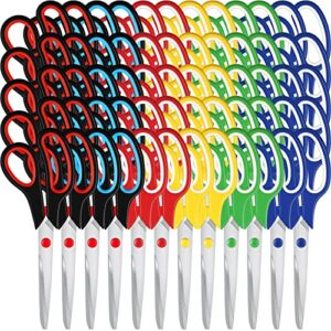 60 pcs scissors bulk 8" scissors school scissors comfort grip handles fabric scissors for office home school sewing craft fabric supplies scissors with soft comfort grip handles, right/ left handed