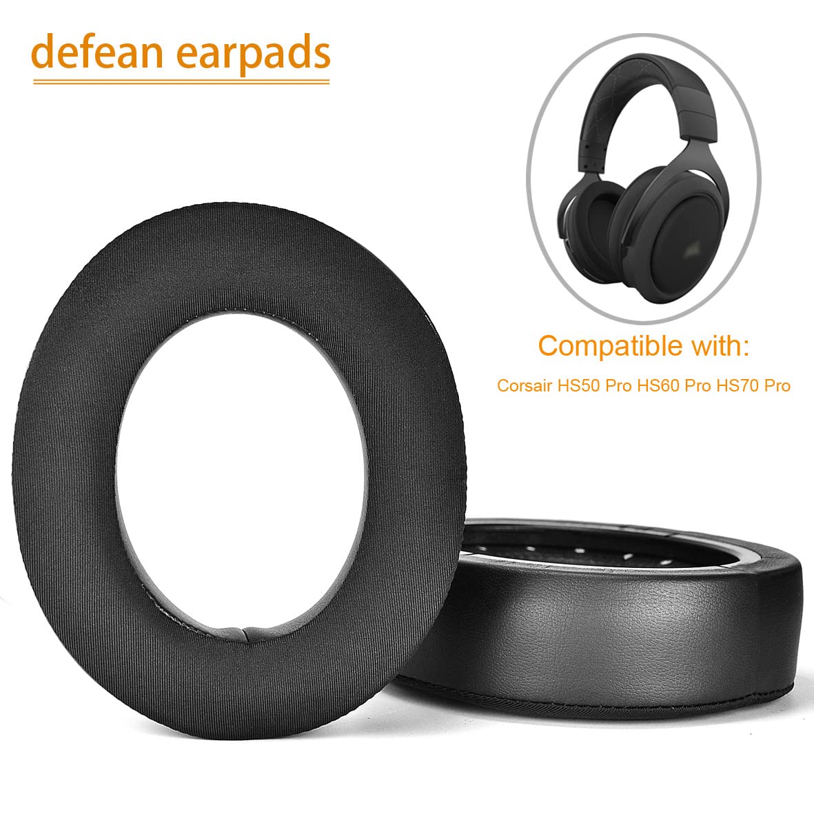 Replacement Earpads Cushion Fit for Corsair HS50 Pro HS60 Pro HS70 Pro Headphone,Thicker Noising HS50 Pro HS60 Pro HS70 Pro Earpads Earmuff