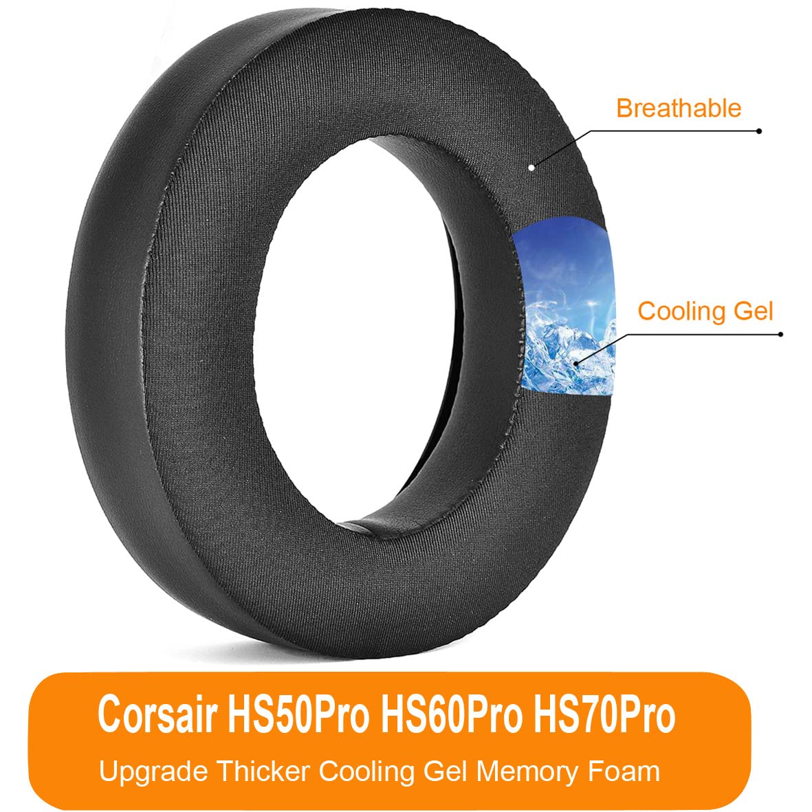 Replacement Earpads Cushion Fit for Corsair HS50 Pro HS60 Pro HS70 Pro Headphone,Thicker Noising HS50 Pro HS60 Pro HS70 Pro Earpads Earmuff