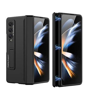 puroom for samsung galaxy z fold 4 case hinge coverage protective with kickstand pc magnetic all-inclusive shockproof cover for z fold 4 5g (black)