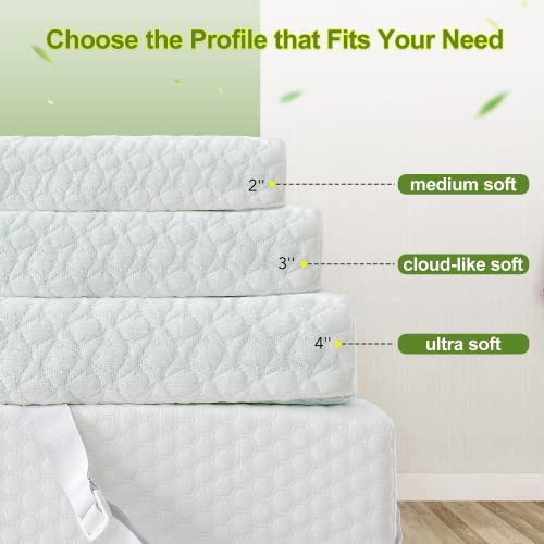 Cal King Mattress Topper, Assile Memory Foam Mattress Topper with Zippered Bamboo Cover, Cloud-Like Soft Bed Topper 4-Inch