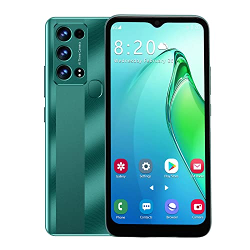 CUEI 5G Unlocked Smartphone for Android 12, 6GB 128GB Dual SIM Unlocked Cell Phone, 6.5in IPS HD Screen Unlocked Android Smartphone, 12MP 16MP Camera, 10 Hours Talking, Face Recognition(Green)