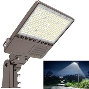 led parking lot lights 200w, 28000lm led pole light with photocell, ul listed led shoebox light slip fitter 5000k ip65 waterproof outdoor commercial street area light for parking lot/ stadium 100-277v