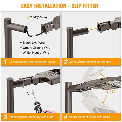 LED Parking Lot Lights 200W, 28000LM LED Pole Light with Photocell, UL Listed LED Shoebox Light Slip Fitter 5000K IP65 Waterproof Outdoor Commercial Street Area Light for Parking Lot/ Stadium 100-277V