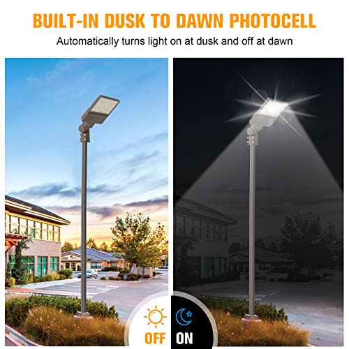 LED Parking Lot Lights 200W, 28000LM LED Pole Light with Photocell, UL Listed LED Shoebox Light Slip Fitter 5000K IP65 Waterproof Outdoor Commercial Street Area Light for Parking Lot/ Stadium 100-277V