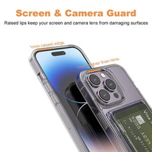 Wuwedo for iPhone 14 Pro Ultra Clear Card Case, [Up to 2 Cards] [2 in1 TPU + PC] Hybrid Slim Fit Anti-Yellowing Transparent Wallet Case with Card Holder for iPhone 14 Pro 6.1" 2022