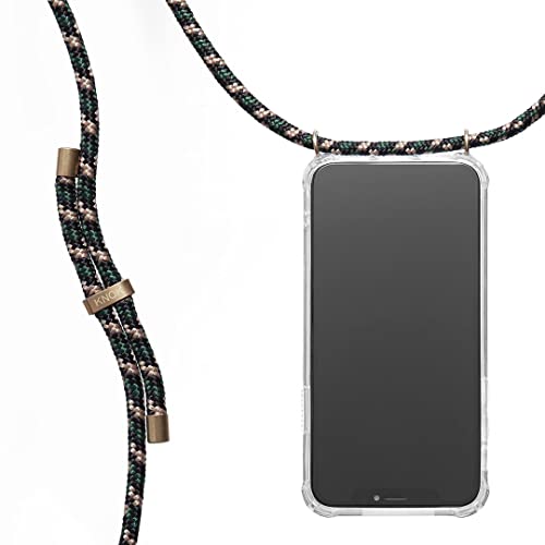 KNOK CASE Lanyard Crossbody Phone Compatible with iPhone 14 Pro Max TPU case with Strap Mobile Neck Holder (Camo Green)