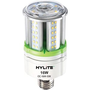 hylite led lighting 16w high performance led omni-cob lamp, 360º, (~70w hid), 50k, 2400 lm, 100~277v for commercial industrial lighting warehouse high bay light fixture garage workshop, white