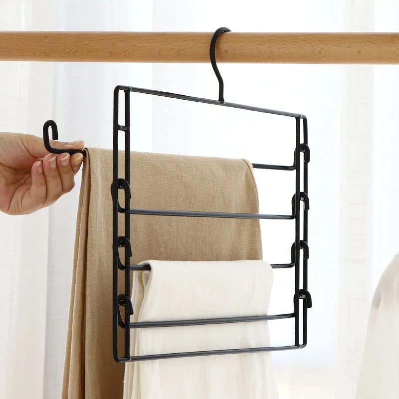 Pants Hangers Space Saving - Hangers for Clothes Hanger Organizer - Jean Hangers Pants Rack Scarf Hanger Closet Space Saving Scarf Organizer - Magic Pants Hangers Pants Organizer 2 Pack