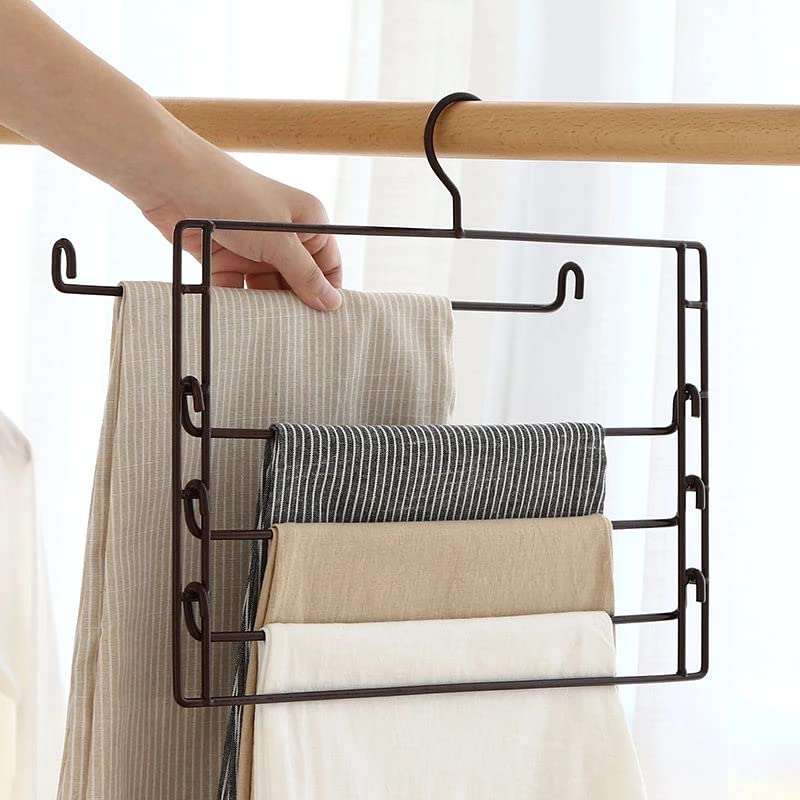 Pants Hangers Space Saving - Hangers for Clothes Hanger Organizer - Jean Hangers Pants Rack Scarf Hanger Closet Space Saving Scarf Organizer - Magic Pants Hangers Pants Organizer 2 Pack