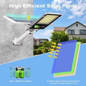 BUYTHA Solar Street Light, Outdoor Waterproof 100000LM Dusk to Dawn 1200W LED Super Bright Street Lights Solar Powered with Remote Control for Parking Lot Patio,Yard and Garage