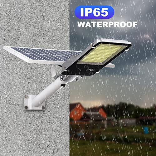 BUYTHA Solar Street Light, Outdoor Waterproof 100000LM Dusk to Dawn 1200W LED Super Bright Street Lights Solar Powered with Remote Control for Parking Lot Patio,Yard and Garage