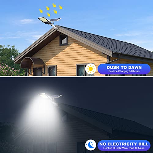 BUYTHA Solar Street Light, Outdoor Waterproof 100000LM Dusk to Dawn 1200W LED Super Bright Street Lights Solar Powered with Remote Control for Parking Lot Patio,Yard and Garage