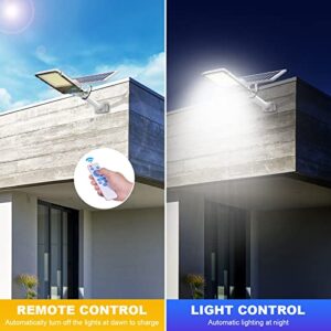 BUYTHA Solar Street Light, Outdoor Waterproof 100000LM Dusk to Dawn 1200W LED Super Bright Street Lights Solar Powered with Remote Control for Parking Lot Patio,Yard and Garage