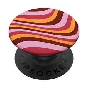 cute liquid swirl pattern groovy retro pink orange brown popsockets swappable popgrip