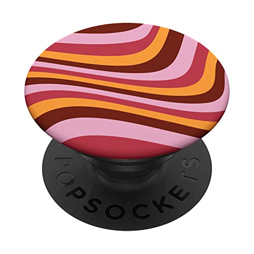 Cute Liquid Swirl Pattern Groovy Retro Pink Orange Brown PopSockets Swappable PopGrip