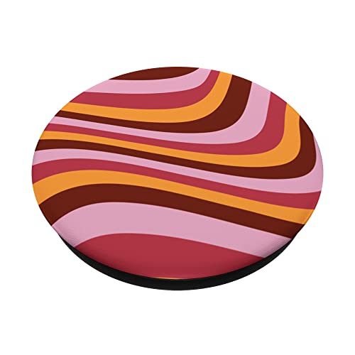 Cute Liquid Swirl Pattern Groovy Retro Pink Orange Brown PopSockets Swappable PopGrip