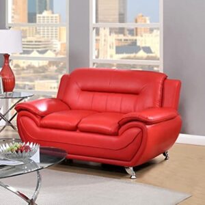 US Pride Furniture Michael Collection Modern Style Faux Leather Couch-Versatile 2 Seater Accent Piece for Living Room, Bedroom or Office-Comfortable Design and Elegant Look, 61.3 Loveseat, Coral