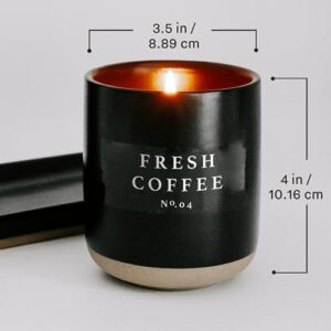 Sweet Water Decor Cozy Season Soy Candle | Woods, Warm Spice and Citrus Scented Candles for Home | 12oz Black Stoneware Jar, 60+ Hour Burn Time, Made in the USA