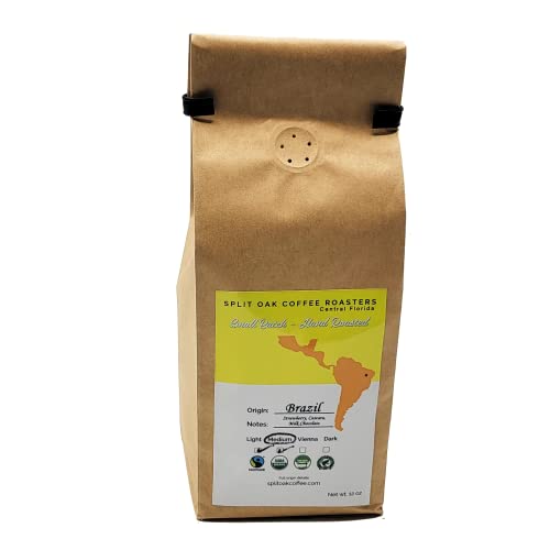 Medium Freshly Roasted Coffee Brazil Cerrado 12 oz Whole Beans Bold Coffee with a deep, nutty flavor and hints of almond and cocoa by Split Oak Coffee Roasters