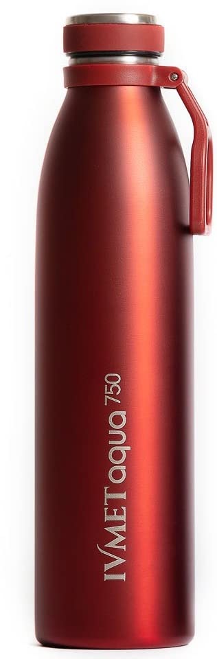 IVMET Aqua Stainless Steel Double Wall Vacuum Insulated Drinking Bottle Flask thermos Hydro Metal reusable Canteen for Sport School Fitness Outdoor (Ruby Red, 25 oz/750 ml)