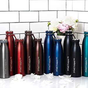 IVMET Aqua Stainless Steel Double Wall Vacuum Insulated Drinking Bottle Flask thermos Hydro Metal reusable Canteen for Sport School Fitness Outdoor (Ruby Red, 25 oz/750 ml)