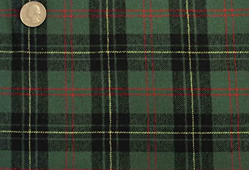 Richlin Fabrics 3 Yard Pack, 56" Yarn Dyed Flannel Plaid, Green, 100% Cotton