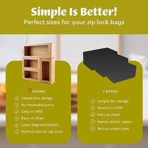 KUIZIANA Storage Bag Organizer, 4 Individual Bag Storage Organizer Boxes, Sandwich Bag Holder, Snack, Quart and Gallon Storage Bags Organizers, Natural Bamboo Wood Material, 4-Piece Set