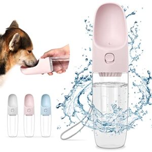 dog water bottle with filter, portable dog water bottle, catness dog water bottle dispenser 2023 upgraded dogness dog gifts 14oz for walking pet drinking feeder small dogs puppy outdoor hiking, pink