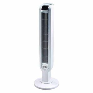 3-1/2" tower fan, oscillating, 3 speeds, 120vac, remote control