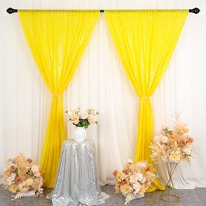 pardecor sequin curtains panels sequin backdrop curtain glitter curtains sparkle photo booth backdrop shimmer backdrop for parties wedding backdrop (2pc 2ftx8ft, yellow)…