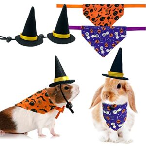 cooshou halloween guinea pigs wizard hat bandanas costume rabbit triangular scarf black orange pumpkin spider bat devil for small animals bunny sugar glider holiday party l