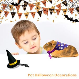 CooShou Halloween Guinea Pigs Wizard Hat Bandanas Costume Rabbit Triangular Scarf Black Orange Pumpkin Spider Bat Devil for Small Animals Bunny Sugar Glider Holiday Party L