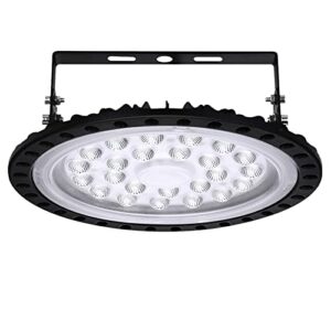 100w ufo led high bay light, 10000 lm factory warehouse industrial lighting, 6000-6500k shop warehouse led lights, ip54 waterproof, commercial led bay lighting for garage factory workshop gym