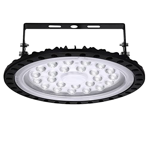 100W UFO LED High Bay Light, 10000 LM Factory Warehouse Industrial Lighting, 6000-6500K Shop Warehouse LED Lights, IP54 Waterproof, Commercial LED Bay Lighting for Garage Factory Workshop Gym